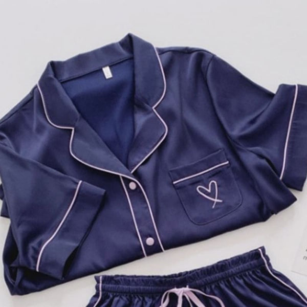 Blue Satin Pajama Set | Satin Clothing - Satin Paris