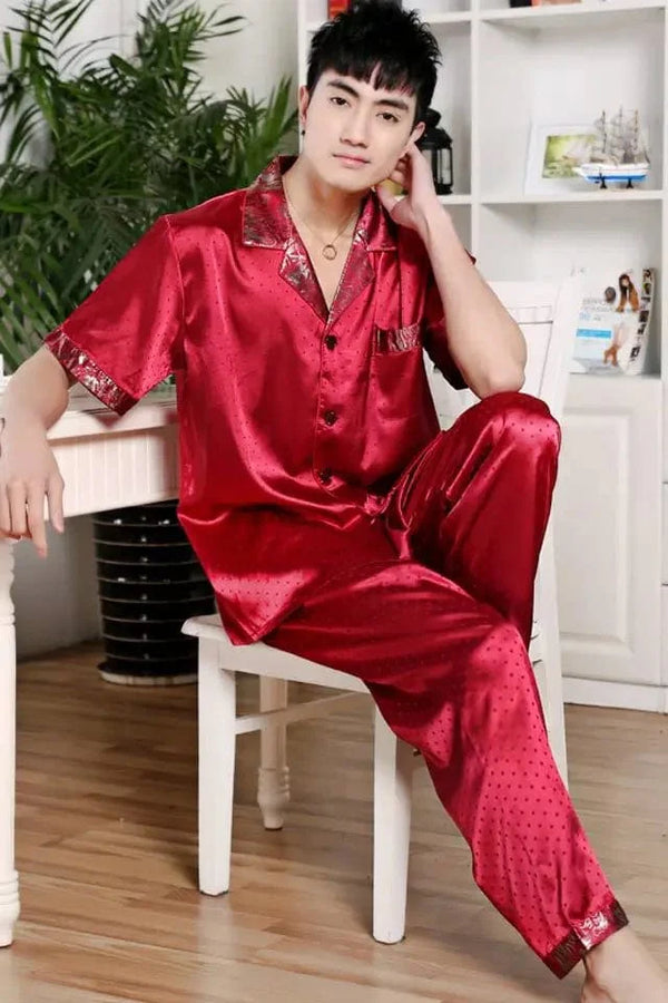 Mens Red Satin Pajamas | Satin Clothing - Satin Paris
